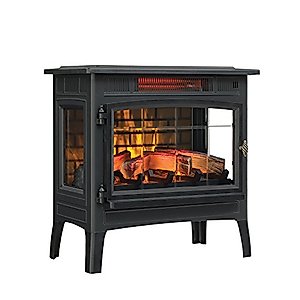 Duraflame Electric Infrared Quartz Fireplace Stove with 3D Flame Effect, Black
