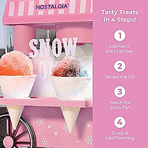 Nostalgia Vintage Countertop Snow Cone Maker Makes 20 ICY Treats Includes 2 Reusable Plastic Cups & Ice Scoop