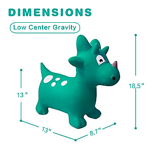 HotMax Bouncy Horse, Dinosaur Hopper Toys for Kids, Inflatable Ride on Bouncy Animals Toys for Toddlers, Jumping Horse for Baby Year Old Birthday Gift for Boy or Girl (Triceratops)