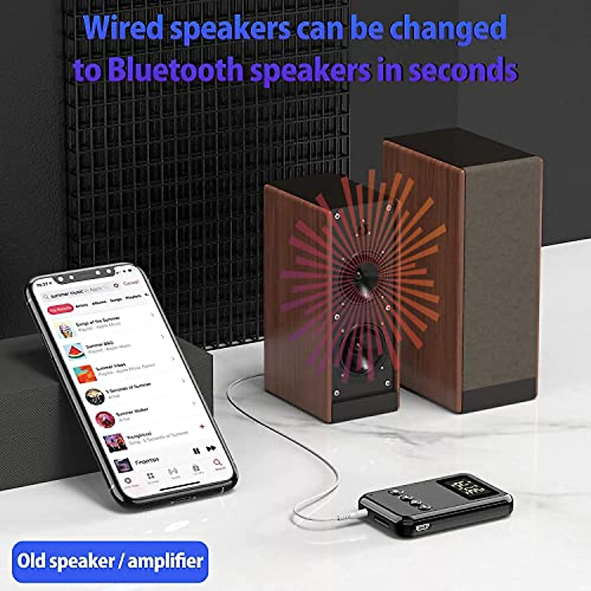 Bluetooth Transmitter Receiver with LCD Screen, Audio V5.0 Bluetooth Adapter for TV to Headphones, 4-in-1 Wireless AUX Adapter for TV/Car/PC/Home Theater/Speakers/MP3 Player