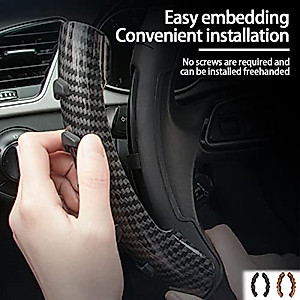 Moioee Carbon Fiber Anti-Slip Steering Wheel Grips Booster Cover Trim, Car Steering Handle Protector Assist Ferrule, Auto Interior Accessories Universal for Women Men, Suitable for Most Models