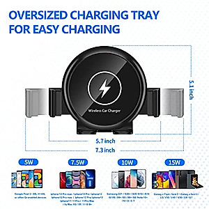 Wireless Car Charger, YUPENLAI 20W Three Coils Fast Charging Auto Clamping Car Mount for Dashboard & Air Vent, Compatible with Galaxy Z Fold 4/3/2/S23 Ultra, iPhone 14 Pro Max with Cooling Fan