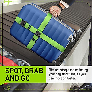 Untethered 4-Pack Luggage Straps | Durable TSA-Approved Suitcase Belt Straps | Adjustable Bag Straps for Secure Luggage Wrapping | Heavy-Duty Buckle Straps for Travel