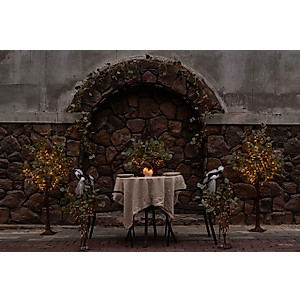 Hairui Lighted Artificial Eucalyptus Garland 6FT 96 LED Battery Operated Faux Vine Lights with Timer for Spring Wedding Backdrop Arch Wall Decor