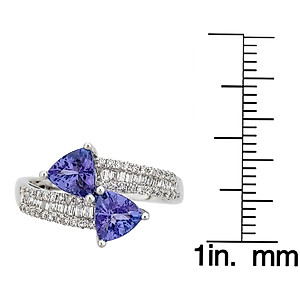 Gin & Grace 10K White Gold Genuine Tanzanite Ring with Diamonds for women | Ethically, authentically & organically sourced (Trillion-cut) shaped Tanzanite hand-crafted jewelry for her