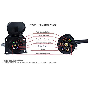 7-Way RV-Standard 1 Ft (16") Trailer Wire Extension- Male to Female