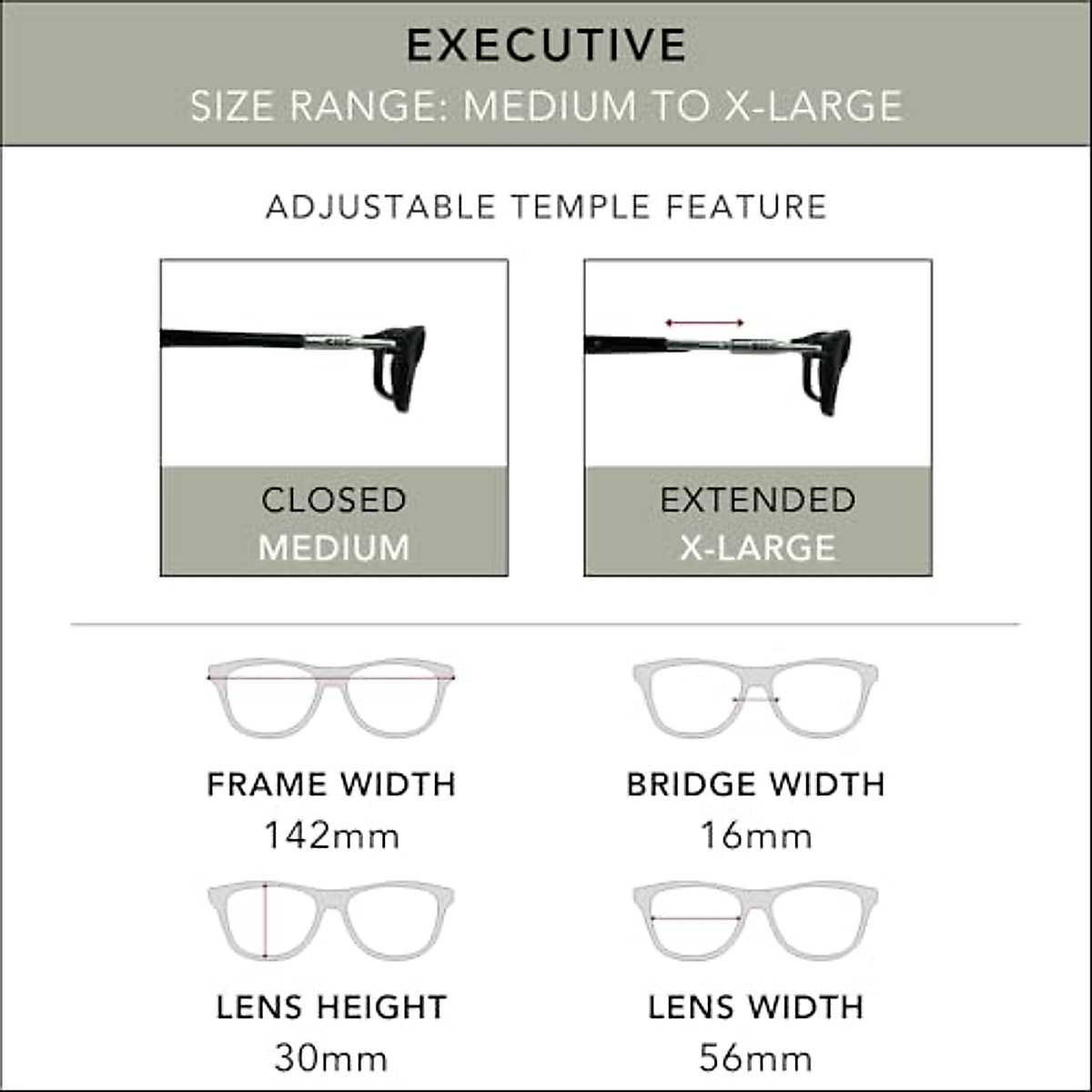 Clic Magnetic Reading Glasses for Men or Women, Computer Readers, Executive (M-XL, Black, 1.50 Magnification)