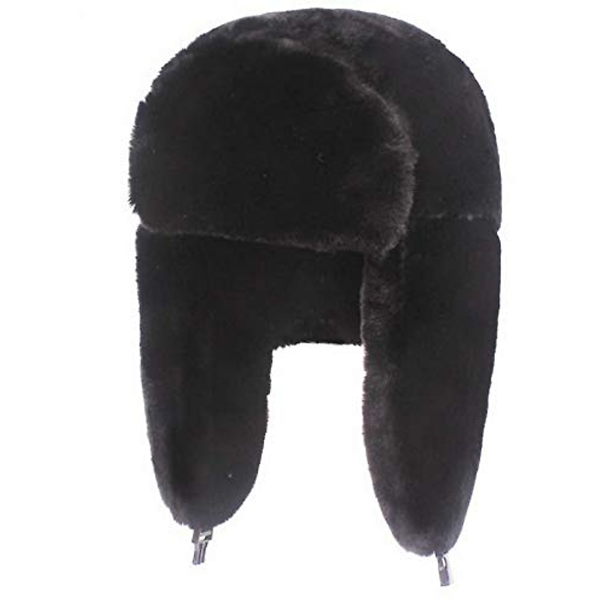 Brcus Women Russian Ushanka Trapper Pilot Aviator Cap Winter Windproof Ski Hat Black