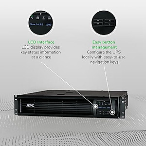 APC 1500VA Smart UPS with SmartConnect, SMT1500RM2UC Rack Mount UPS Battery Backup, Sinewave, AVR, 120V, Line Interactive Uninterruptible Power Supply