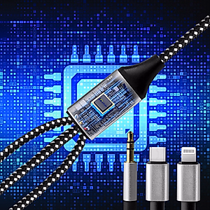 Meamaz 4.26FT MFi Certified Lightning to 1/4 Inch Audio Adapter Cable, Within 1/4 to USB C, AUX to TS Adapter, 3-in-1 Stereo 1/4 Cable for Headphone AMP(Compatible with iPhone)