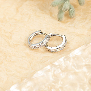 JASSEWRLY 3 Pairs 925 Sterling Silver Small Huggie Hoop Earrings for Women, Hypoallergenic Cubic Zirconia Hoops Huggie Earrings, Twisted Silver Mini Hoop Earrings Cuff Earring for Girls