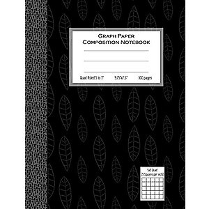 Graph Paper Composition Notebook, Quad Ruled 5 squares per inch, 100 pages: 9.75 in. x 7.5 in. (9 3/4" x 7 1/2"), Quad Ruled 5x5 Composition Notebook, ... Book, Soft Cover (Graph paper notebooks)