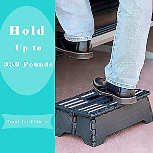 5 inch Lightweight Portable Folding Step - Great for Kitchen, Bathroom, Bedroom, Kids or Adults -Opens Easy with One Flip