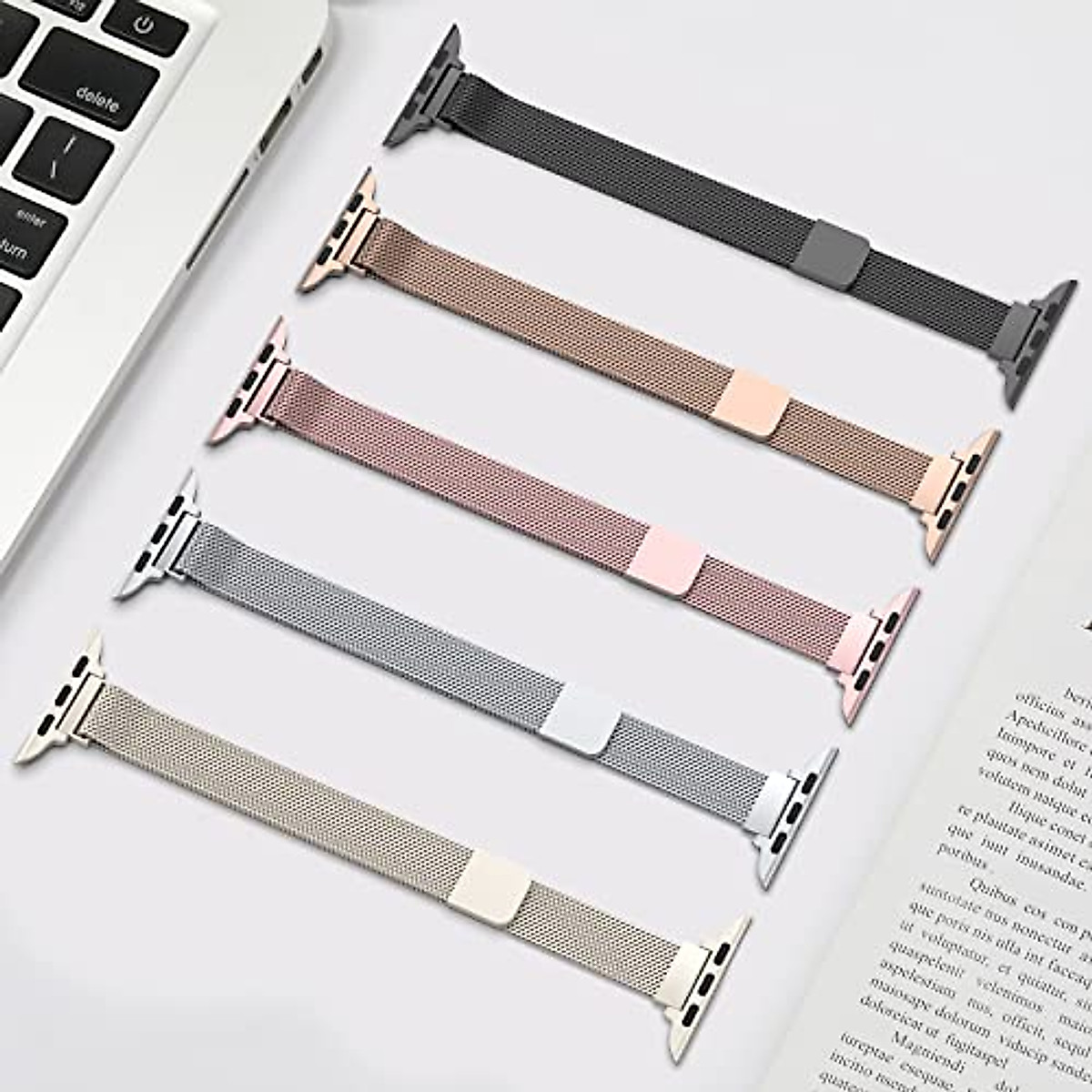 CTYBB for Apple Watch Band Series Ultra SE 8 7 6 5 4 3 2 1 38mm 40mm 41mm 42mm 44mm 45mm 49mm, Stainless Steel Slim & Thin Mesh Magnetic Clasp Strap Women and Girl Replacement Band for iWatch (41mm/40mm/38mm,Black)