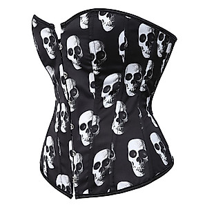 Haorugut Corset Tops for Women Ren Faire Corset Bodice Renaissance Plus Size Corset Bustier Skull 4XL