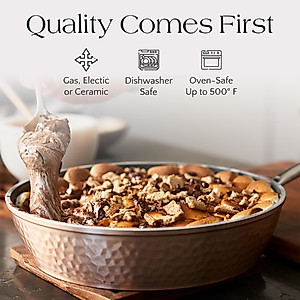 Orgreenic Luxurious Non-Stick Ceramic 14 Inch Rose Gold Pan with Lid,Lightweight, Scratch-Resistant, Dishwasher Safe, Oven Safe up to 500°F, Suitable for All Stove Types