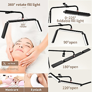 Eyelash LED Floor Light 40W Facialist Moon Light Lashes Dimmable Standing Lamp 3000-6000K Lash Light with Tool Tray and Phone Holder