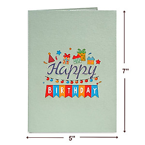 Paper Love Happy Birthday Ice Cream Truck Pop Up Card, For Adults and Kids - 5"x7" Cover - Includes Envelope and Note Tag