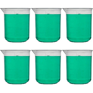 500ml Plastic Beaker, Low Form, Reusable, Polypropylene, Molded Graduations (Pack of 6)