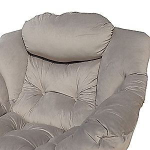 GOLDSUN Accent Chair Lazy Reclining Armchair with Removable Metal Legs and Side Pocket, Comfy Upholstered Single Sofa Chair for Living Room, Bedroom, Office (Grey)