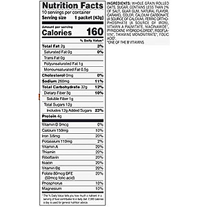 Amazon Brand - Happy Belly Instant Oatmeal, Maple & Brown Sugar, 1.51 Ounce (Pack of 10)