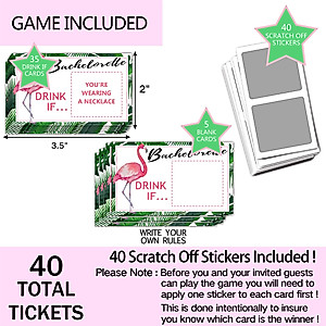 Bachelorette Party Drinking Games - Drink If Games Scratch Off Cards - Perfect for Girls Night Out Activity,Bridal Showers,Bridal Parties,Wedding Showers,Engagement and Birthday - 40 Sheets(Flamingo)