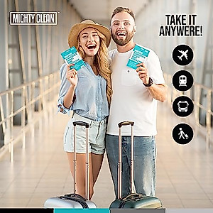 15 Disposable Travel Tray Protectors by Mighty Clean │ Airplane Travel Essentials for Toddler, Kids, and Adults │ Must Have for Flying │ Provides a Clean Surface and Entertainment │ 15 Pack