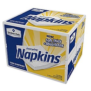 Member's Mark 1-Ply Everyday White Napkins, 11.4" x 12.5" (4 pk., 300 ct. per pack) Pack of 2