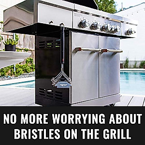 Grillaholics Grill Brush Bristle Free - Safe Grill Cleaning with No Wire Bristles - Professional Heavy Duty Stainless Steel Coils and Scraper - Lifetime Manufacturers Warranty