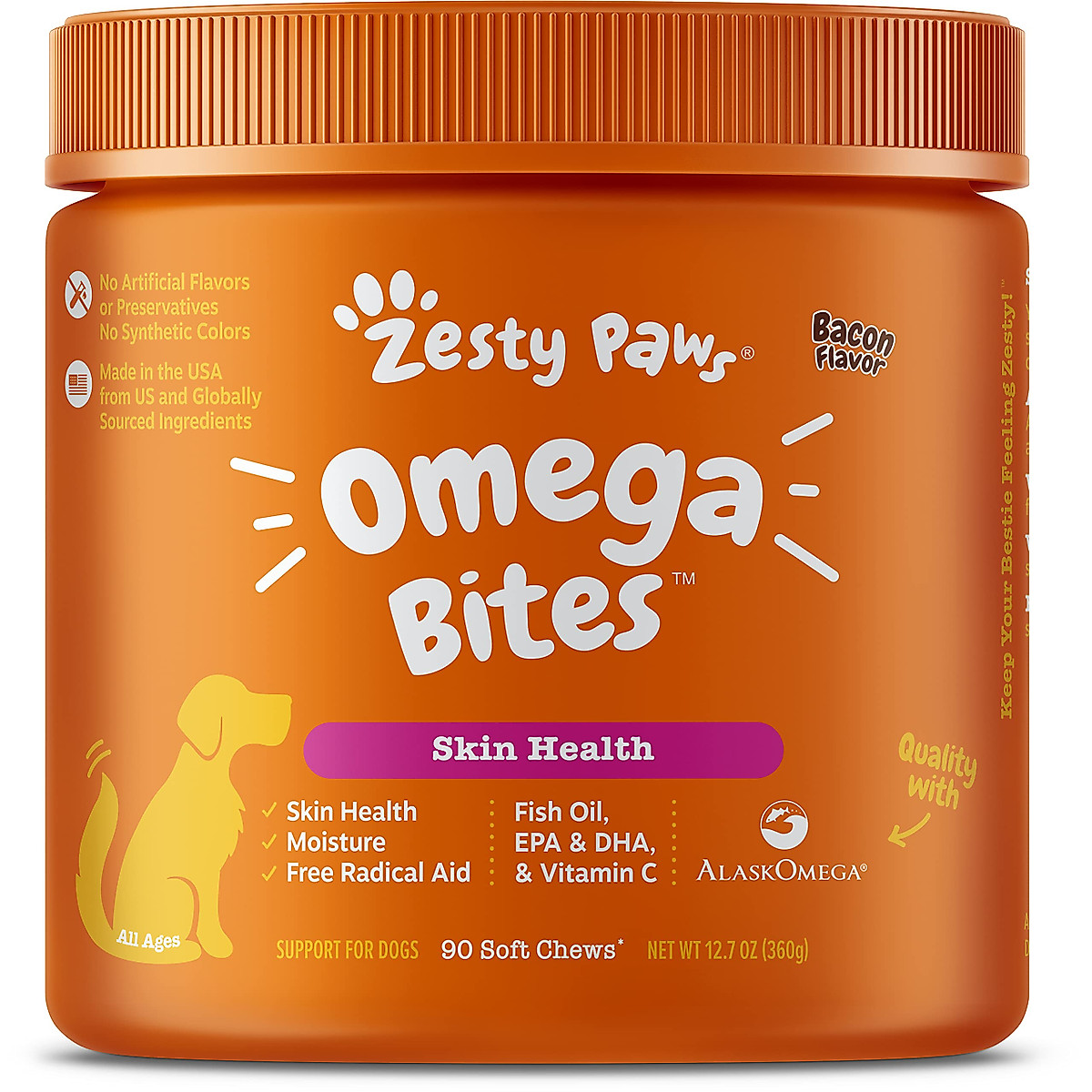 Omega 3 Alaskan Fish Oil Chew Treats for Dogs - with AlaskOmega for EPA & DHA + Turmeric Curcumin for Dogs - for Hip & Joint Mobility Supports