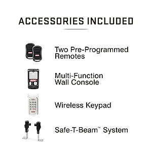 Genie SilentMax 1000 Garage Door Opener - Ultra-Quiet Belt Drive - Includes two 3-Button Pre-Programmed Remotes, Wall Console, Wireless Keypad, Safe T-Beams - Model 3042-TKH, 140V DC Motor