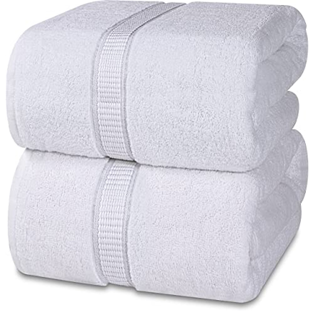 Utopia Towels Bundle Pack of 600 GSM Bath Sheet Set (2-Pack) and Banded Bath Mats (2-Pack) – 100% Ring-Spun Cotton – Highly Absorbent – Soft & Luxurious – White