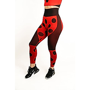 Miraculous Ladybug Womens Leggings Active Cosplay - Seamless for Gym Workout, Exercise, Yoga, Running by MAXXIM Red/Black X-Large
