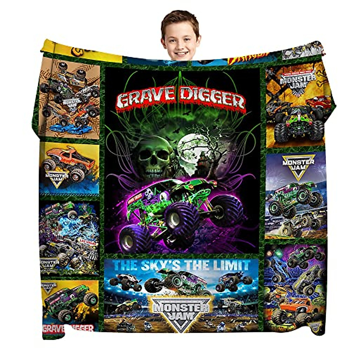 Drince LWBMEF Truck Blanket Cartoon Throw Blankets 50x40 Inch Anti-Pilling Flannel Soft Cozy Fleece for Sofa Bed Decor Boys Adults Birthday Gifts, Full