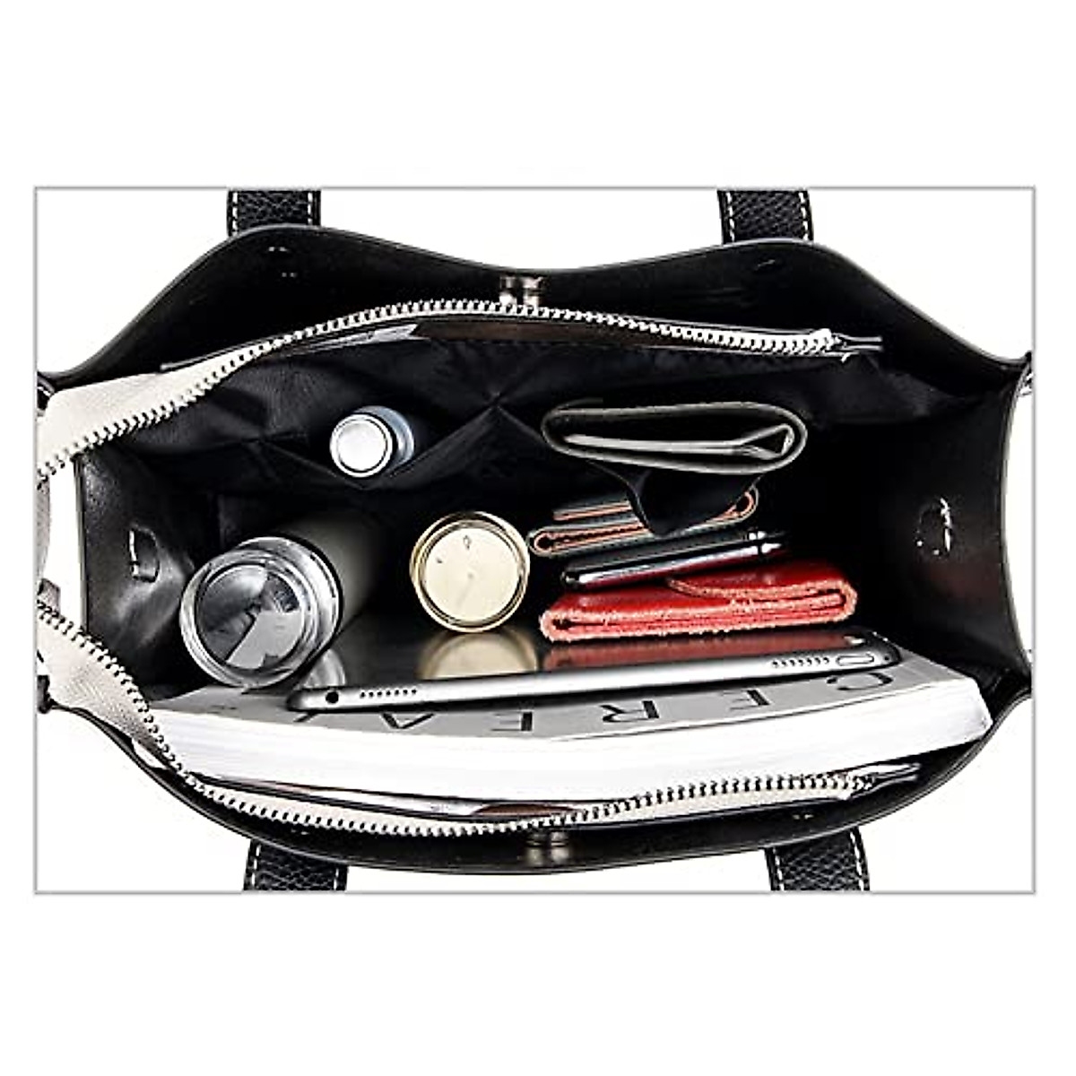 Shoulder Bag for Women Zebra Print Cows Deer Pattern PU Tote Purse Satchel Handbag Matching Clutch (Zebra print),Black and White