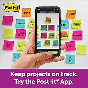 Post-it Super Sticky Notes, 4x4 in, 12 Pads, 2x the Sticking Power, Canary Yellow, Recyclable (675-12SSCP)