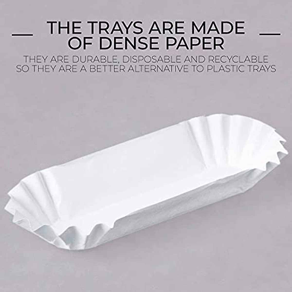 50 PCS Hot Dog Tray - Hotdog Serving Dish Set Paper Food Boats Disposable Fluted Dishes Corn Dogs Wrappers Holders Breakfast Sausage Trays Picniс Plates Hot Dog Cart Accessories