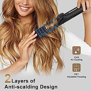 2-in-1 Hair Straightener and Hair Curler Iron with Ionic Cold Air, Flat Iron with 5 Temperature Adjustments, 360° Airflow Styling, 10S Fast Heating, Suitable for All Styles