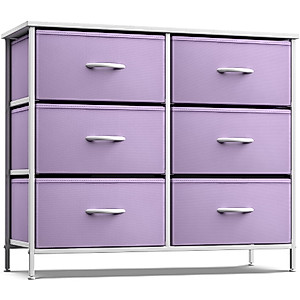 Sorbus Kids Dresser with 6 Drawers and 2 Drawer Nightstand Bundle - Matching Furniture Set - Storage Unit Organizer Chests for Clothing - Bedroom, Kids Rooms, Nursery, & Closet (Purple)