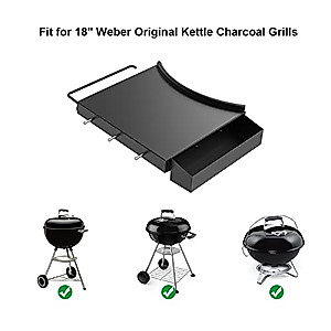 Grill Table Shelf with Grill Caddy for Weber 18" Charcoal Kettle Grills, Portable BBQ Charcoal Grill Table, BBQ Grill Side Table BBQ Accessories Shelf Storage Holder Tray for Weber Grill Side Shelf or Other Kettle Charcoal Grills