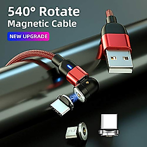 Bojianxin 540° Rotation Magnetic Charging Cable（7-Pack, 1.6ft/3.3ft/3.3ft/6.6ft/6.6ft/10ft/10ft） Magnetic USB Cable, 3 in 1 Magnetic Phone Charger Compatible with Micro USB, Type C etc
