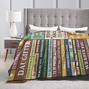 HAXOILO to My Daughter Blanket from Mom Dad Flannel Throw Blankets for Couch Bedroom Sofa Warm Girl Birthday Gifts 50x60in