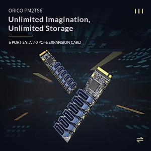 ORICO M.2 PCIe M Key to 6 x SATA 6Gbps Adapter Card for Desktop PC Support RAID-PM2TS6