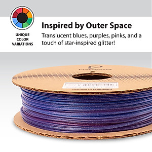 Protopasta Nebula HT PLA 3D Printer Filament 1.75mm 500g Multicolor Translucent Transition Glitter Filament; 3D Printing Filament on Recyclable Cardboard Spool for 3D Printers Like Creality Ender