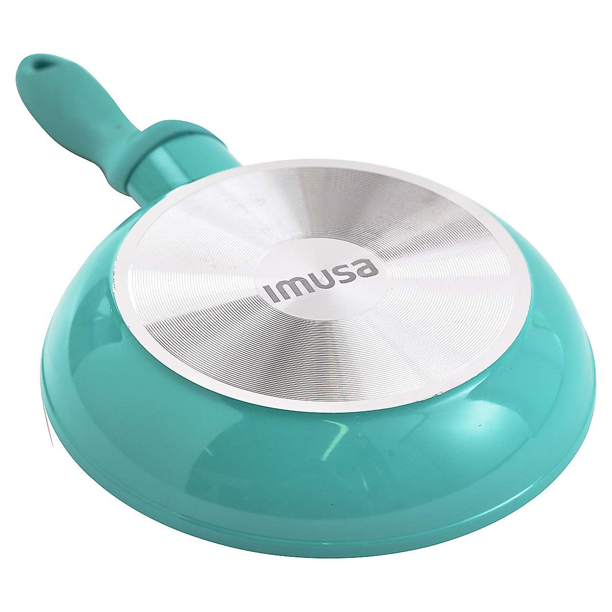 IMUSA USA Forged Sauté Pan with Soft-Touch Handle & Ceramic Nonstick Interior 12-Inch, Teal, 12 Inches