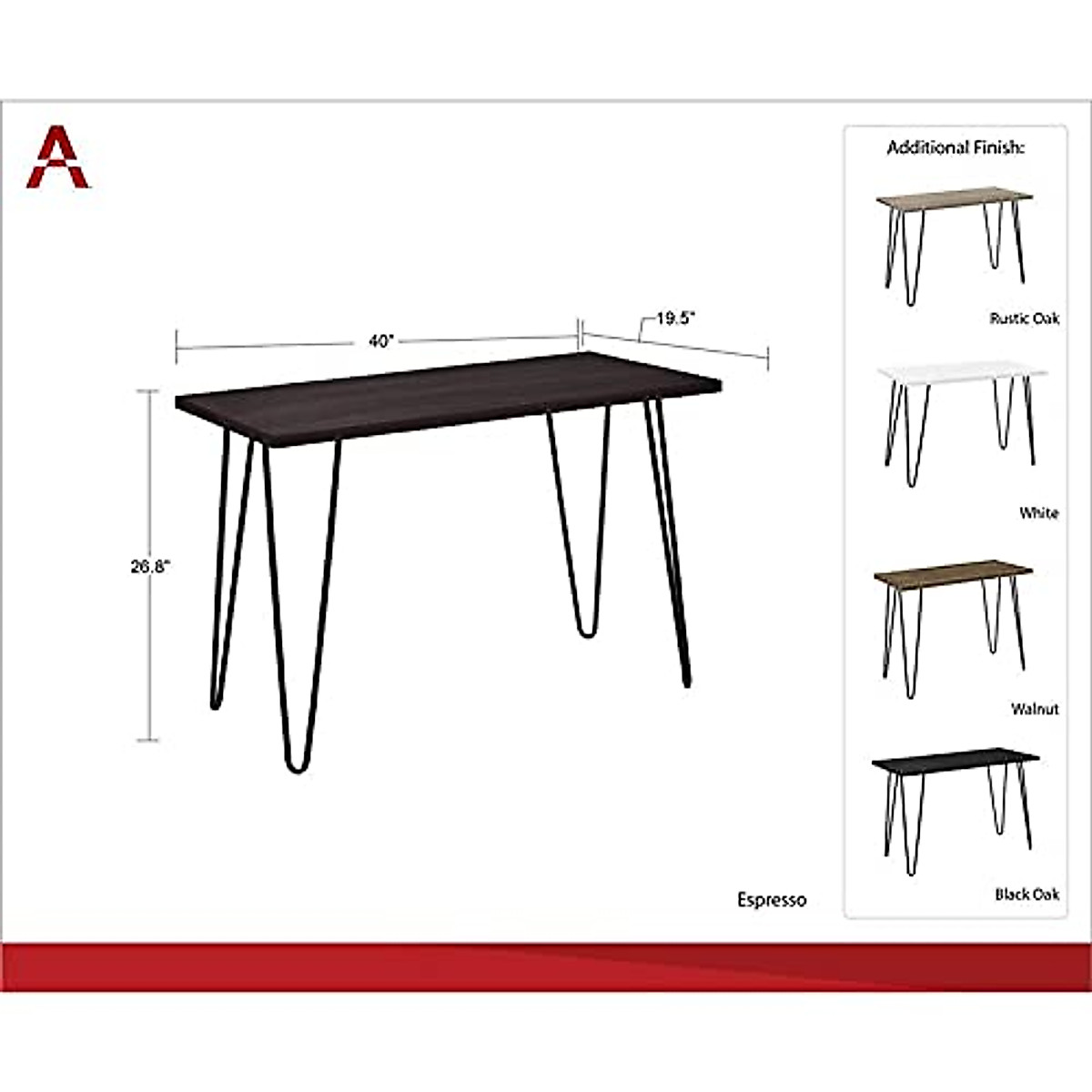 Ameriwood Home Owen Collection Retro Desk, Walnut
