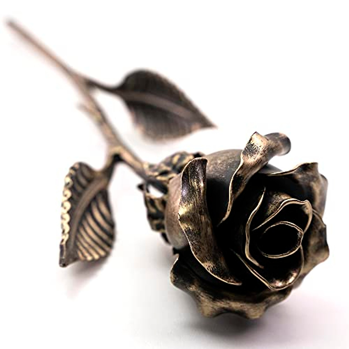 MakuliSmit Hand Forged Bronze Metal Rose Solid Gift of Everlasting Love