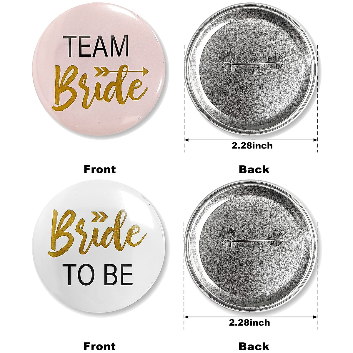 Bride Team Bride Buttons Pins,Wedding Party Bride Shower Tinplate Badge Pins Set Bridesmaid Group Button Bachelorette Party Bride to be Gift Decorating Accessory 6 Pcs