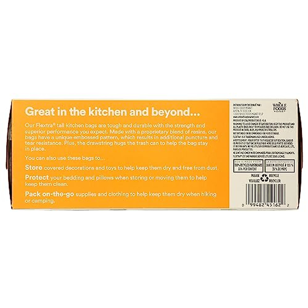 365 by Whole Foods Market, Bag Tall Kitchen Drawstring Flextra 13Gl 20Count, 20 Count