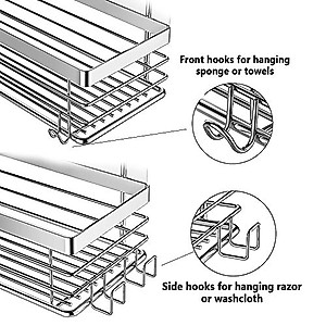 Orimade 2-Pack Adhesive Shower Caddy bundle with 2-Pack Shower Organizer